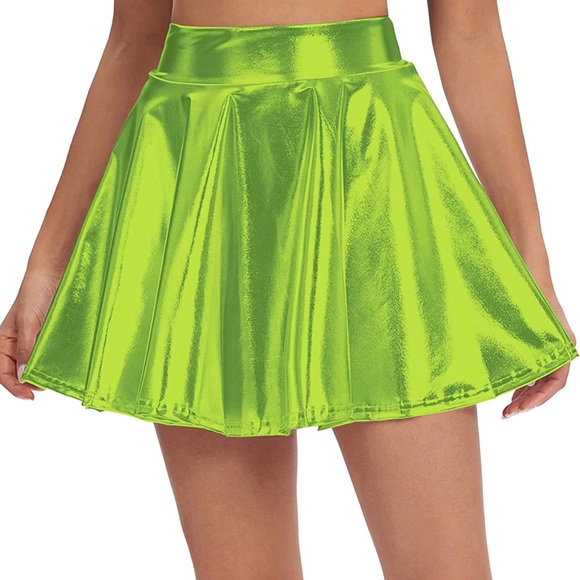 Urban Coco | Skirts | Nwt Urban Coco Shiny Pleated Skater Skirt | Poshmark